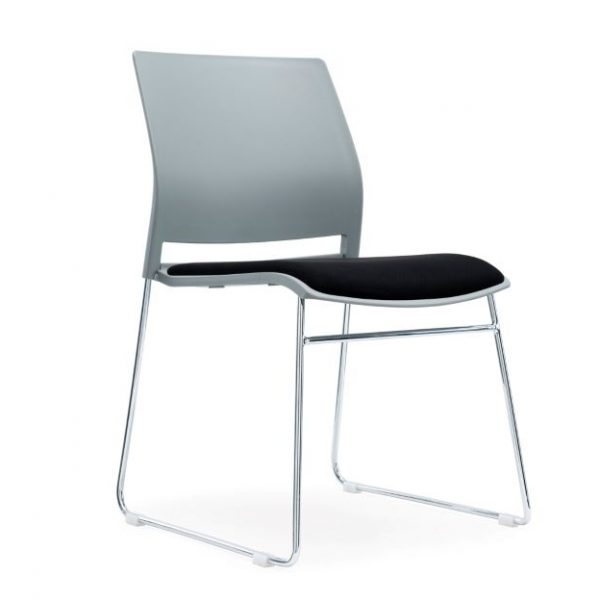 Skid Frame Stacking Chair With Upholstered Seat – The Office Furniture ...